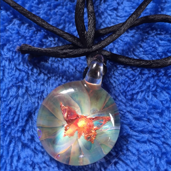 Jewelry | Glass Butterfly Pendant | Poshmark